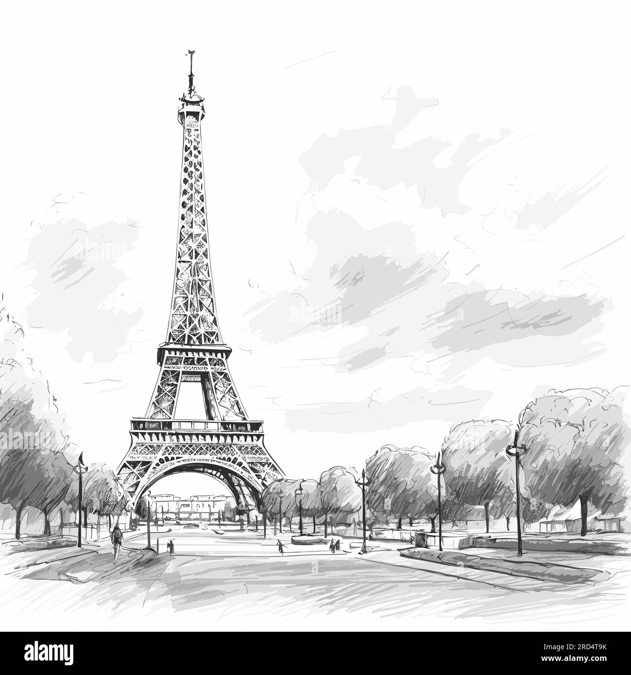 Pencil Sketch Of Eiffel Tower