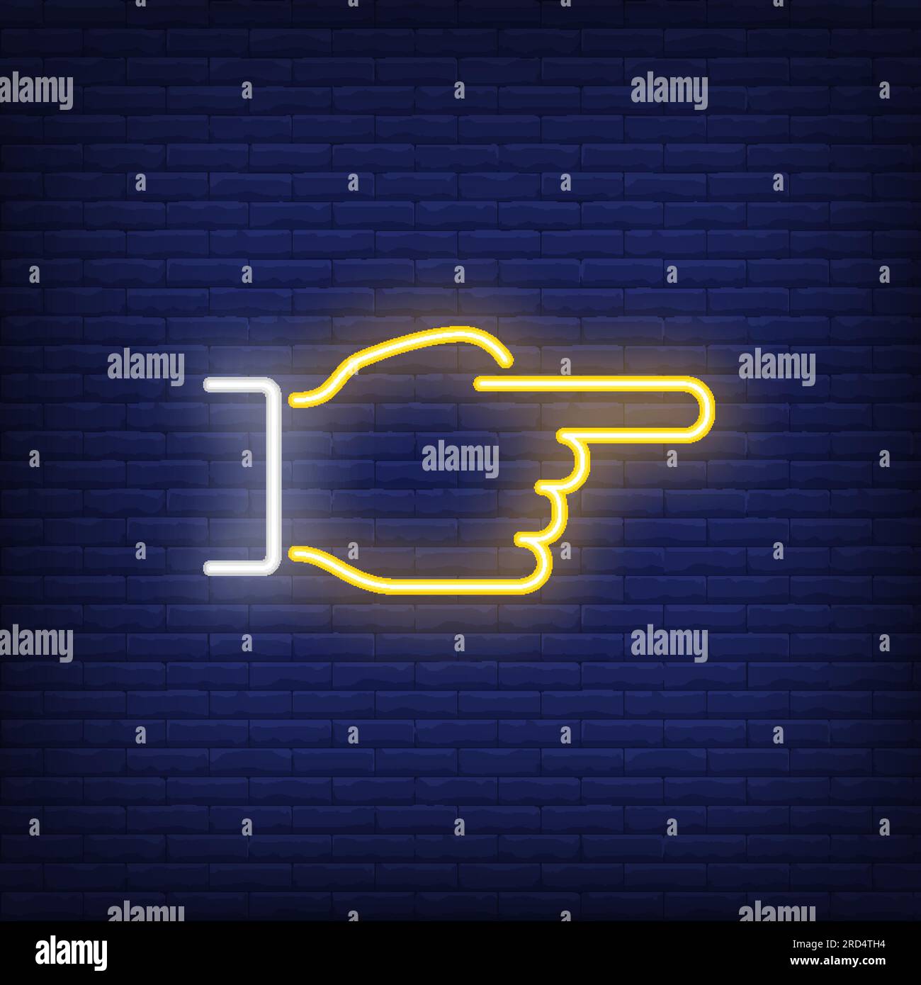 Hand pointing aside neon sign Stock Vector Image & Art - Alamy