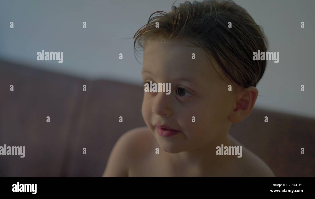 Portrait of a pensive little boy child face Stock Photo - Alamy
