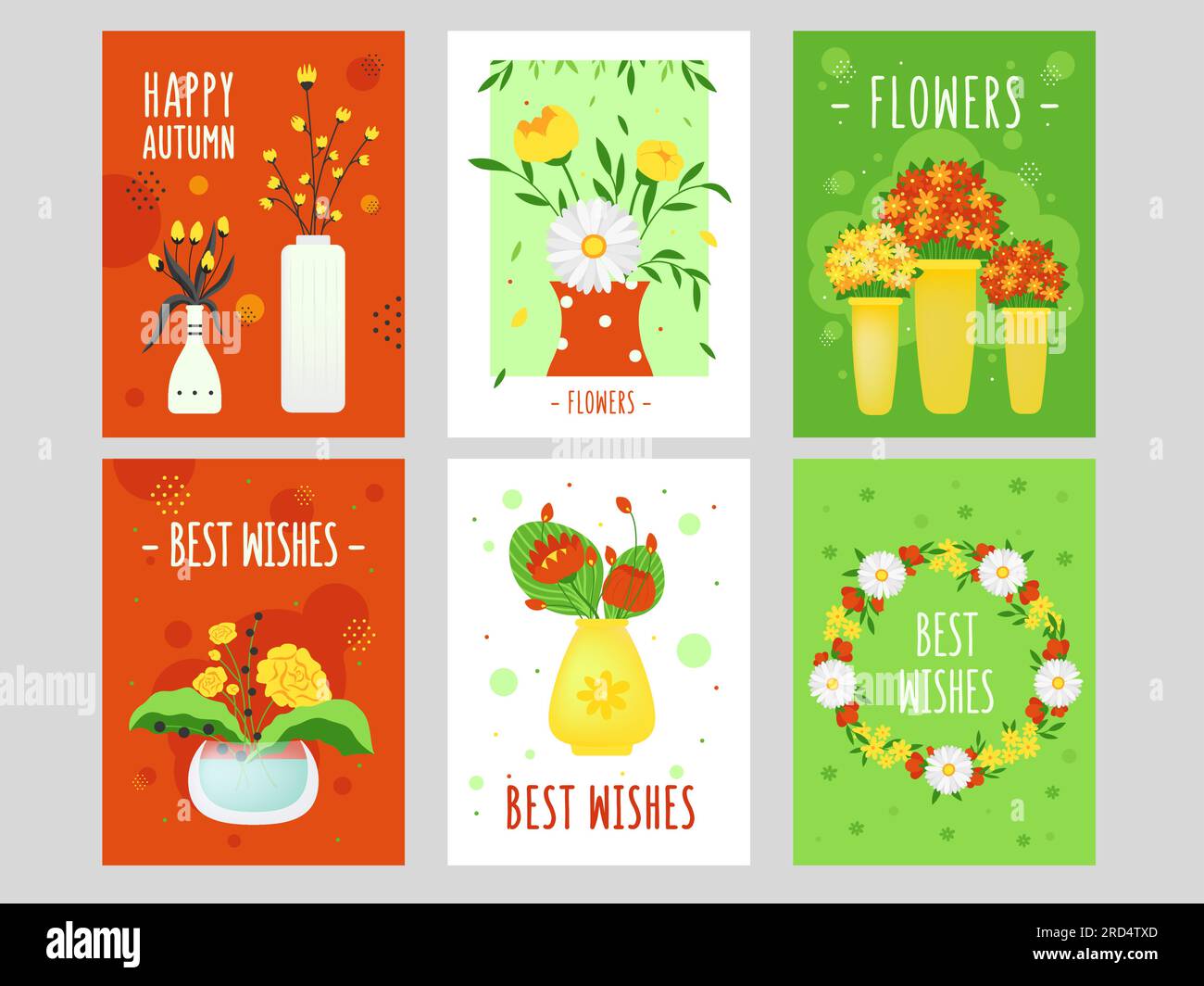 Modern floral greeting card design with best wishes Stock Vector Image ...