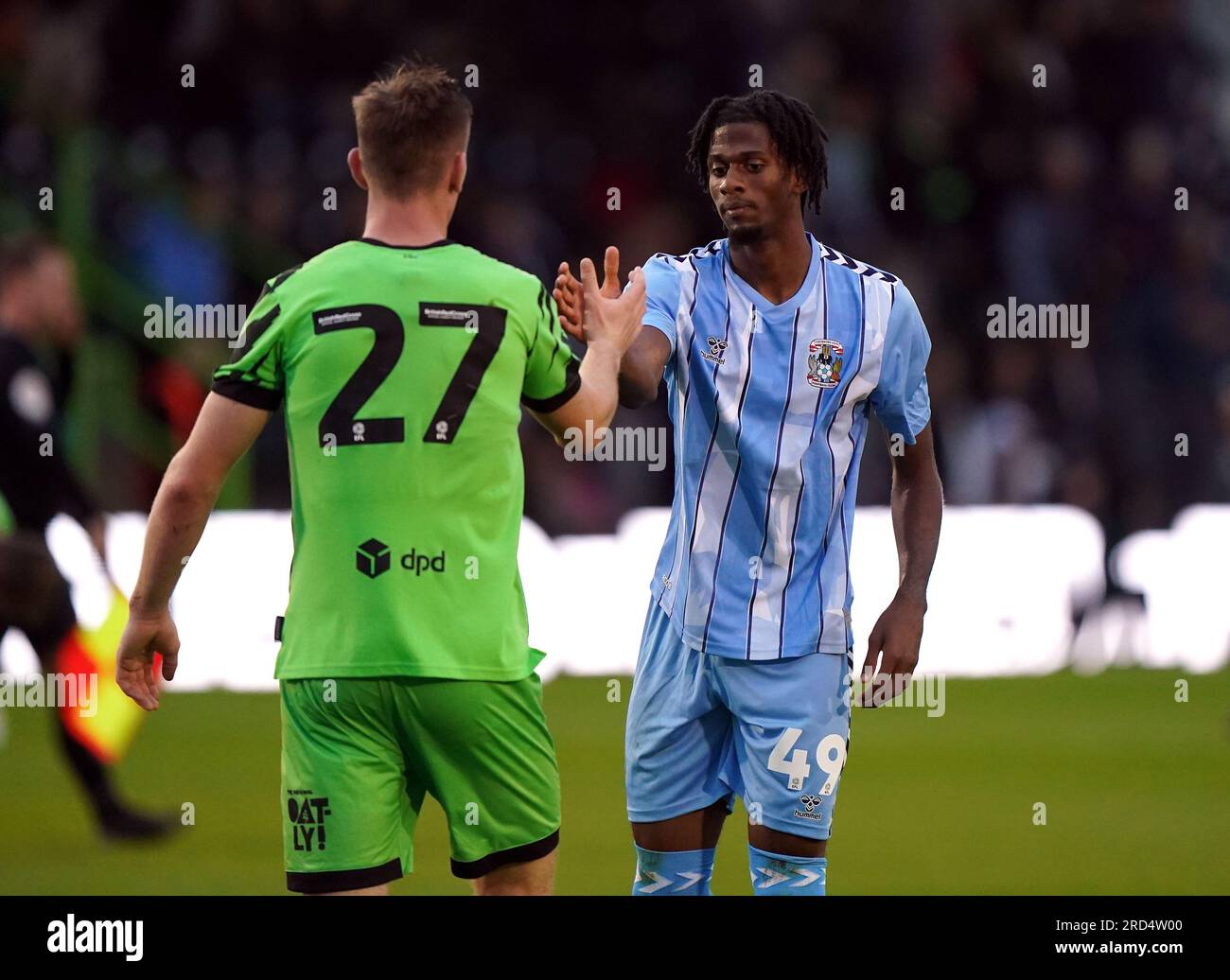 Coventry City's Justin Obikwu after the final whistle of the pre-season ...
