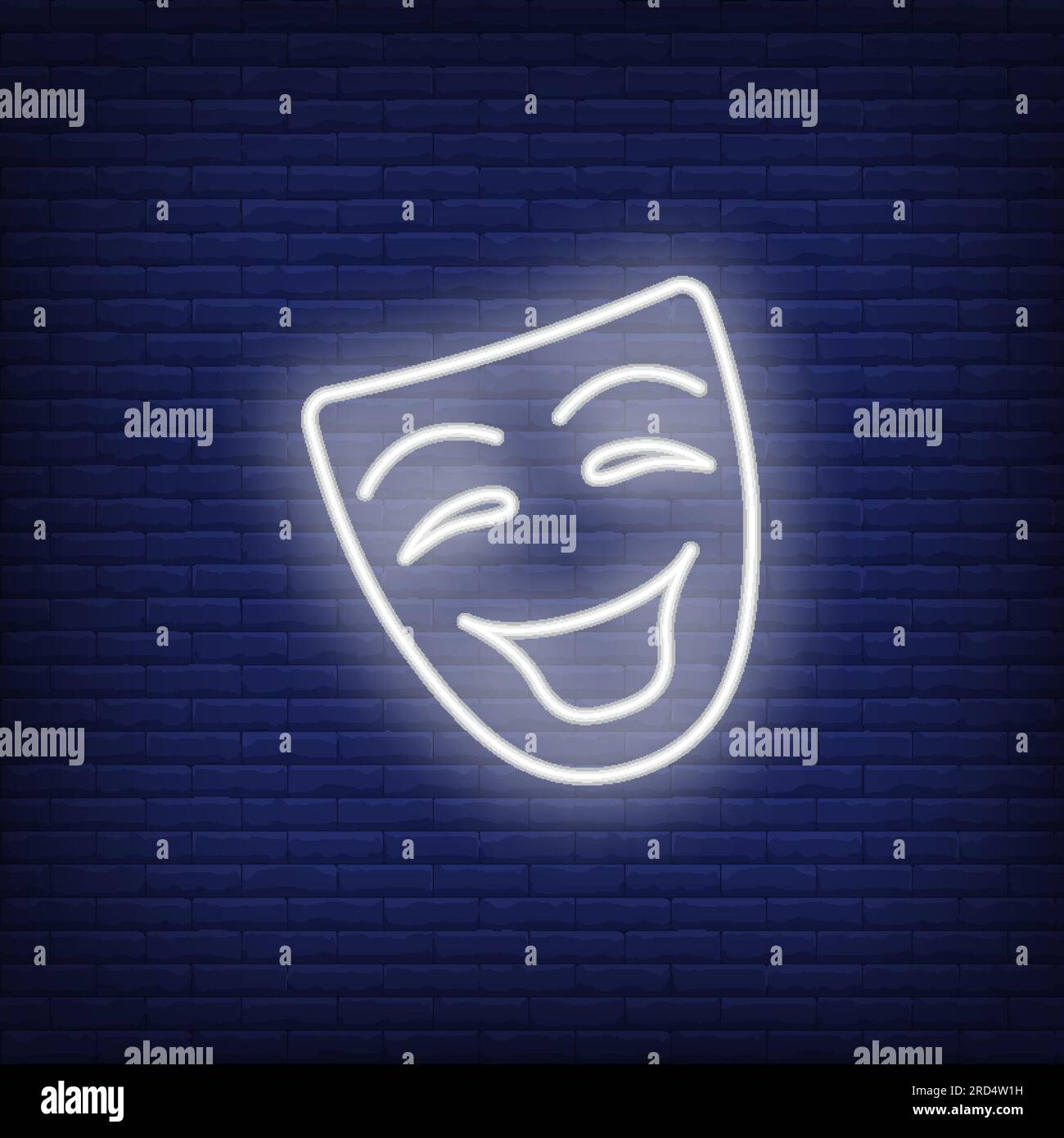 Neon icon of comic mask on brick wall background Stock Vector Image ...