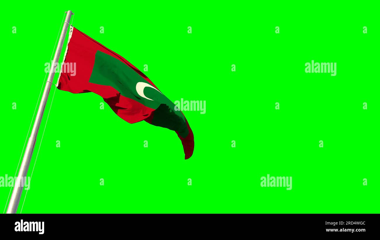 Waving glorious flag of Maldives on chroma key screen, isolated ...