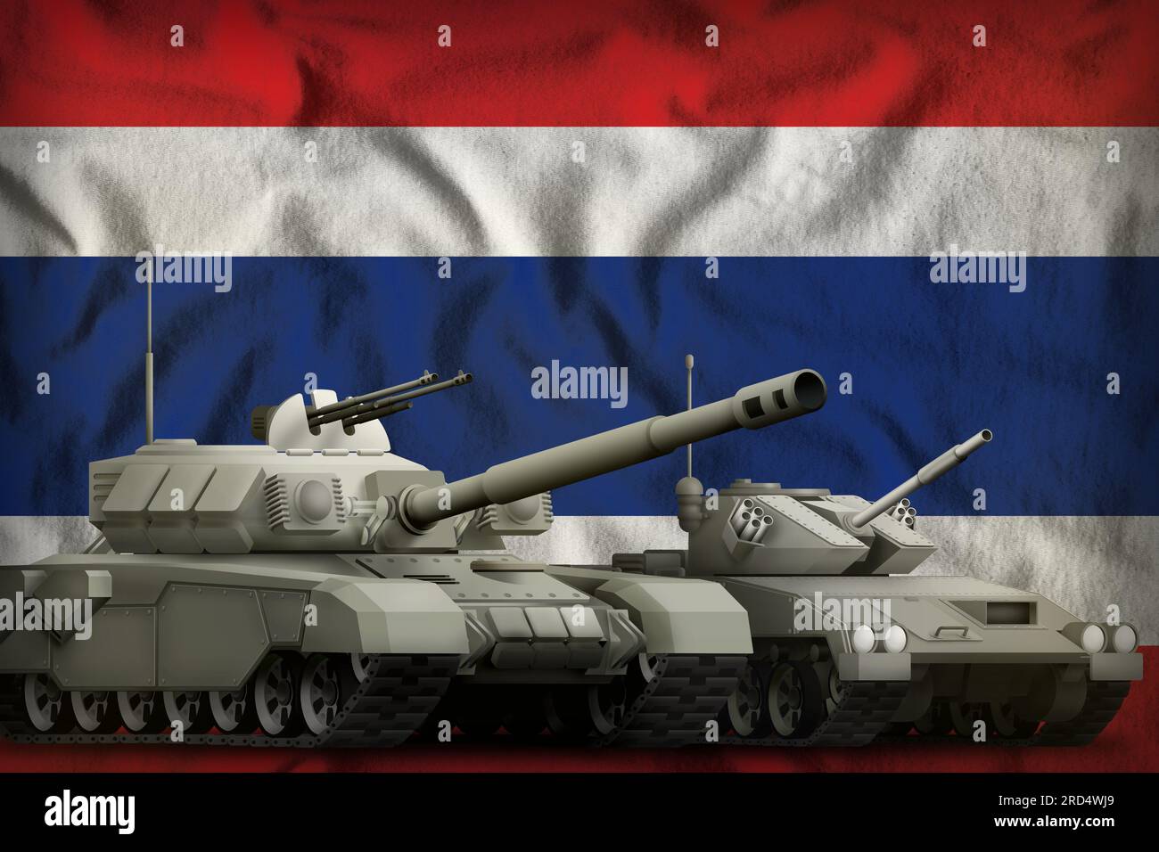 tanks on the Thailand flag background. Thailand tank forces concept. 3d ...