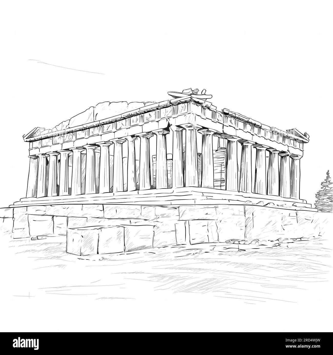 Acropolis. Acropolis hand-drawn comic illustration. Vector doodle style ...