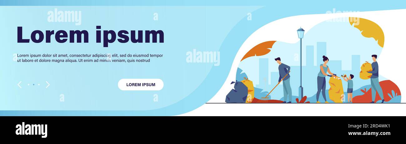 Volunteers community cleaning garbage flat vector illustration Stock ...