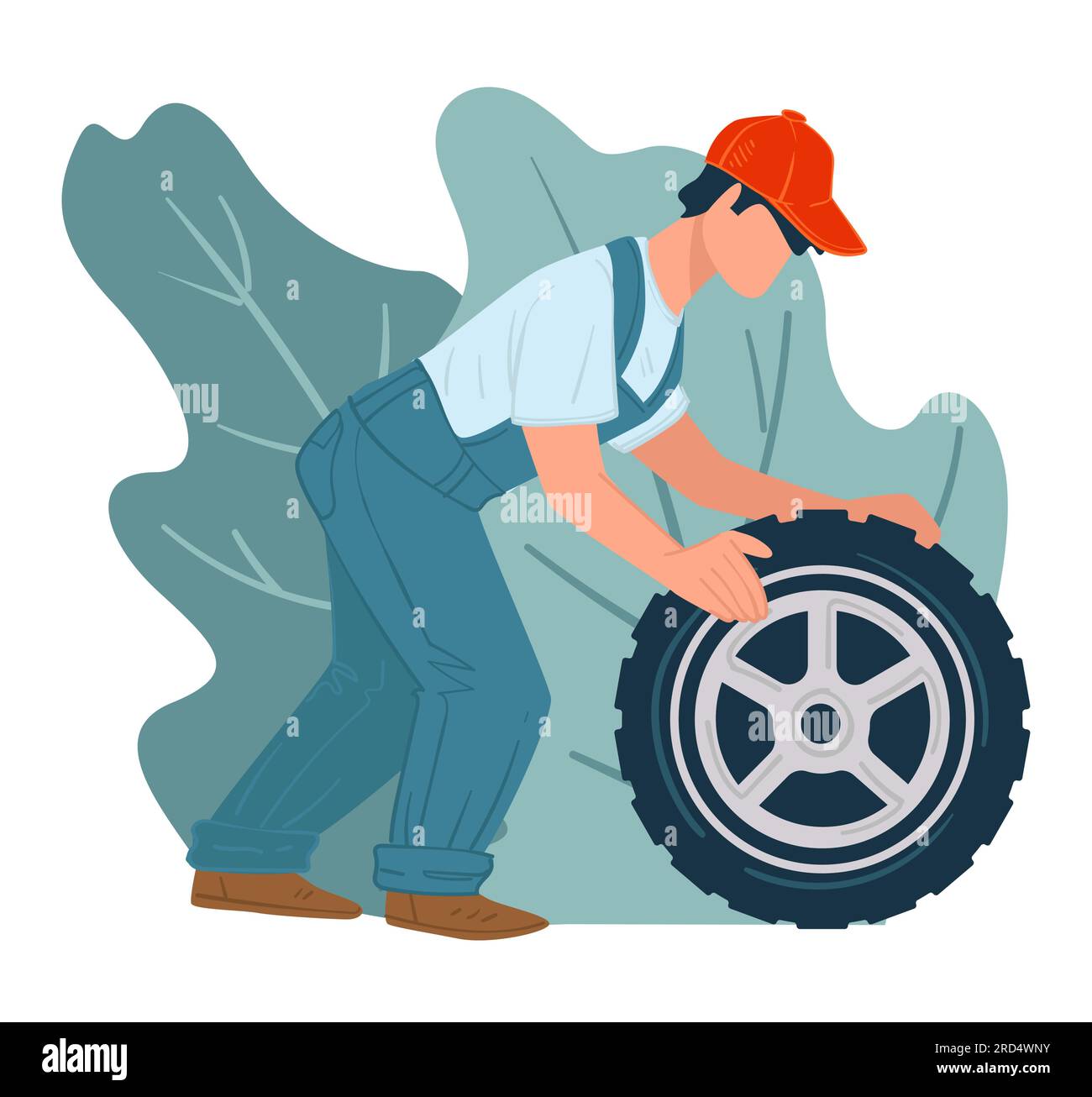 Mechanics service and repairing, tyre shop vector Stock Vector Image ...