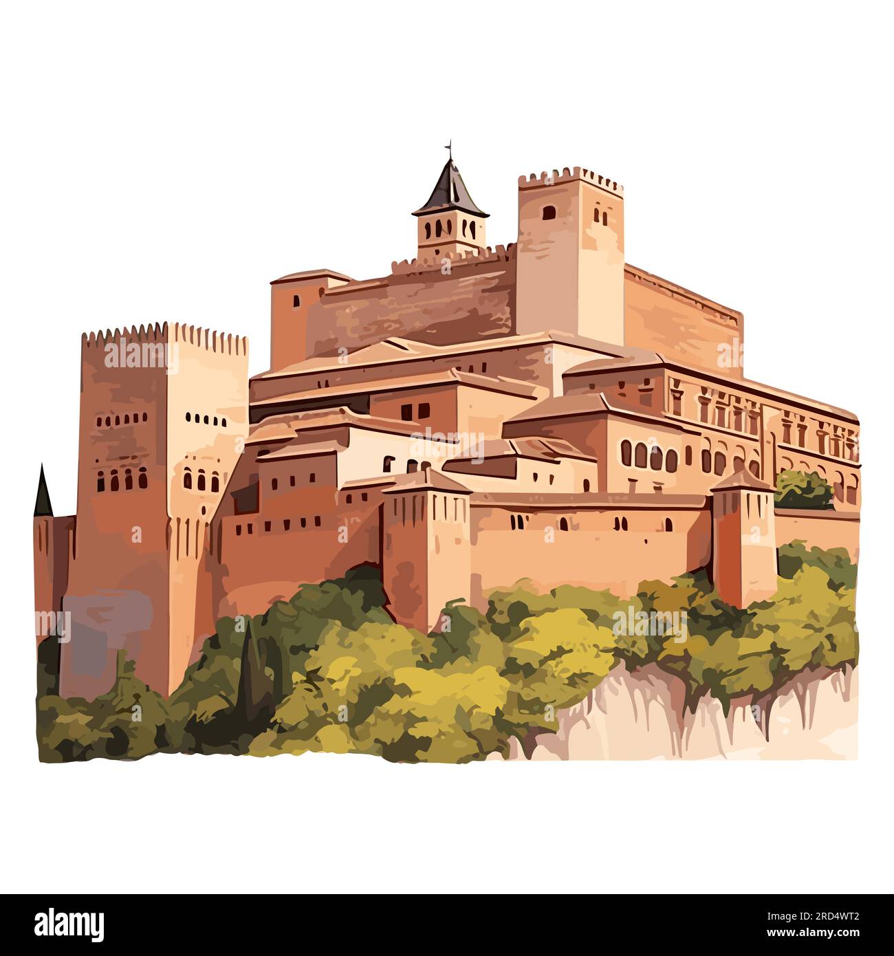 Alhambra. Alhambra hand-drawn comic illustration. Vector doodle style ...