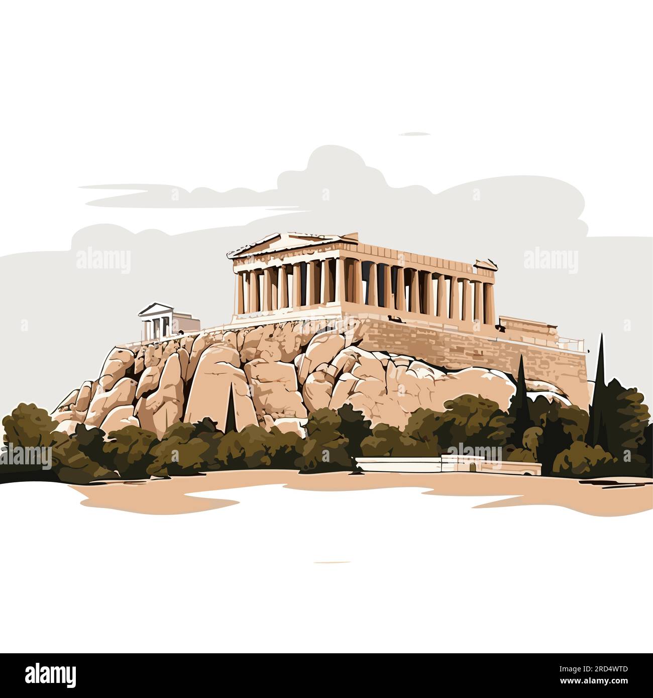 Acropolis. Acropolis hand-drawn comic illustration. Vector doodle style ...