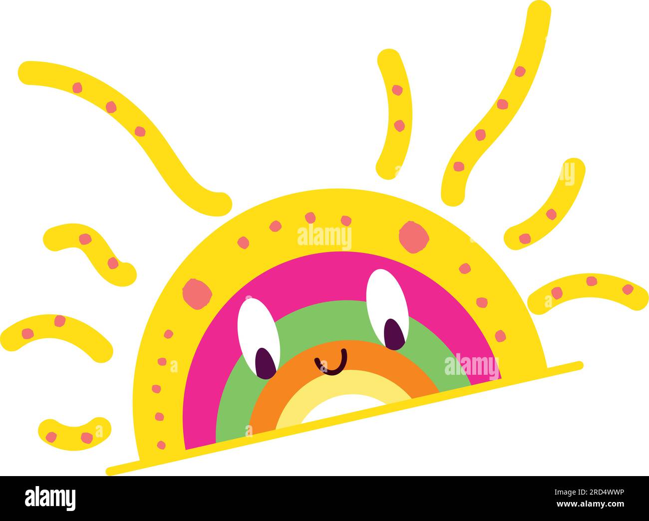 Isolated cute colored sun sketch character Vector Stock Vector Image ...