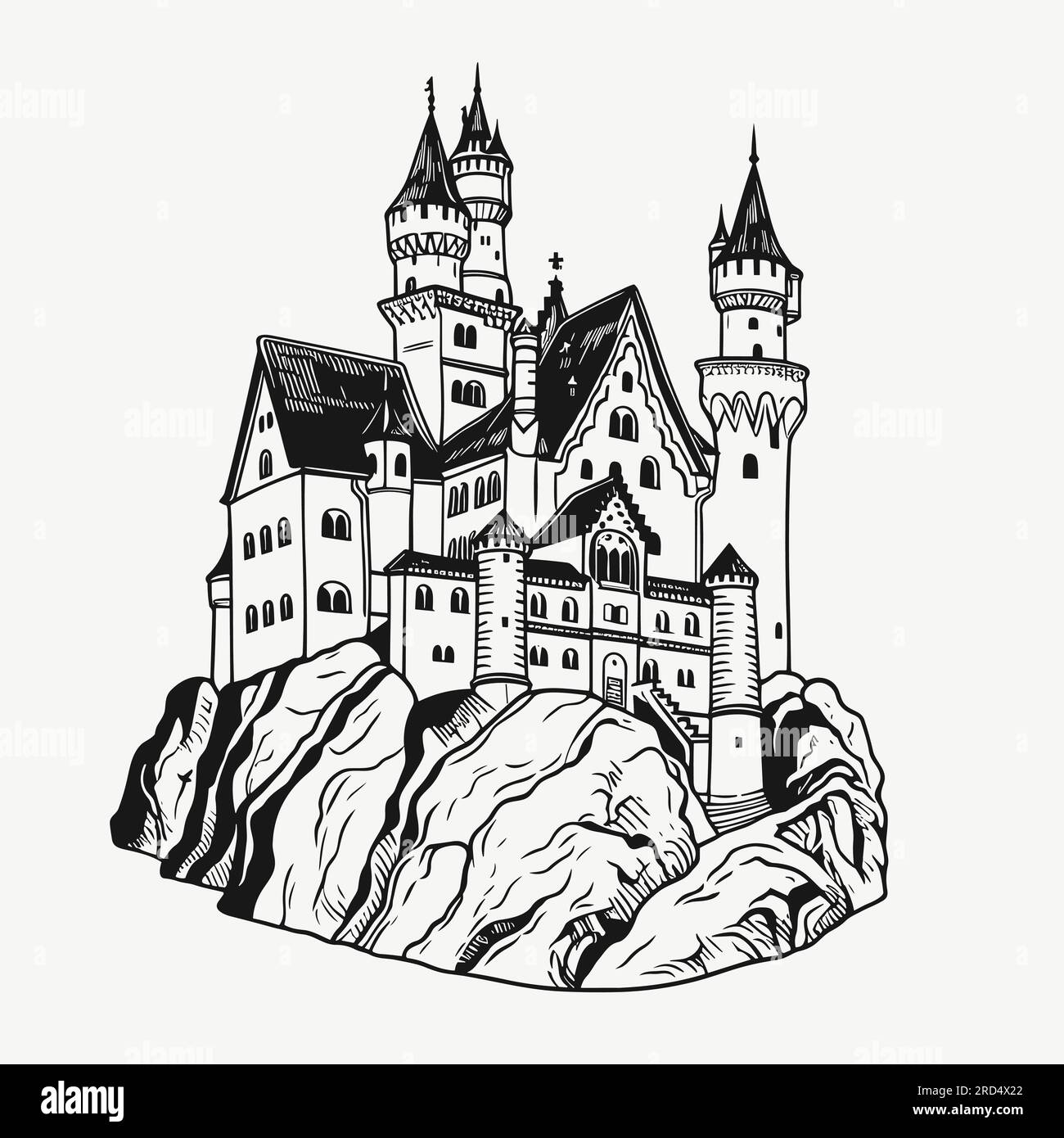 Neuschwanstein castle art Stock Vector Images - Alamy