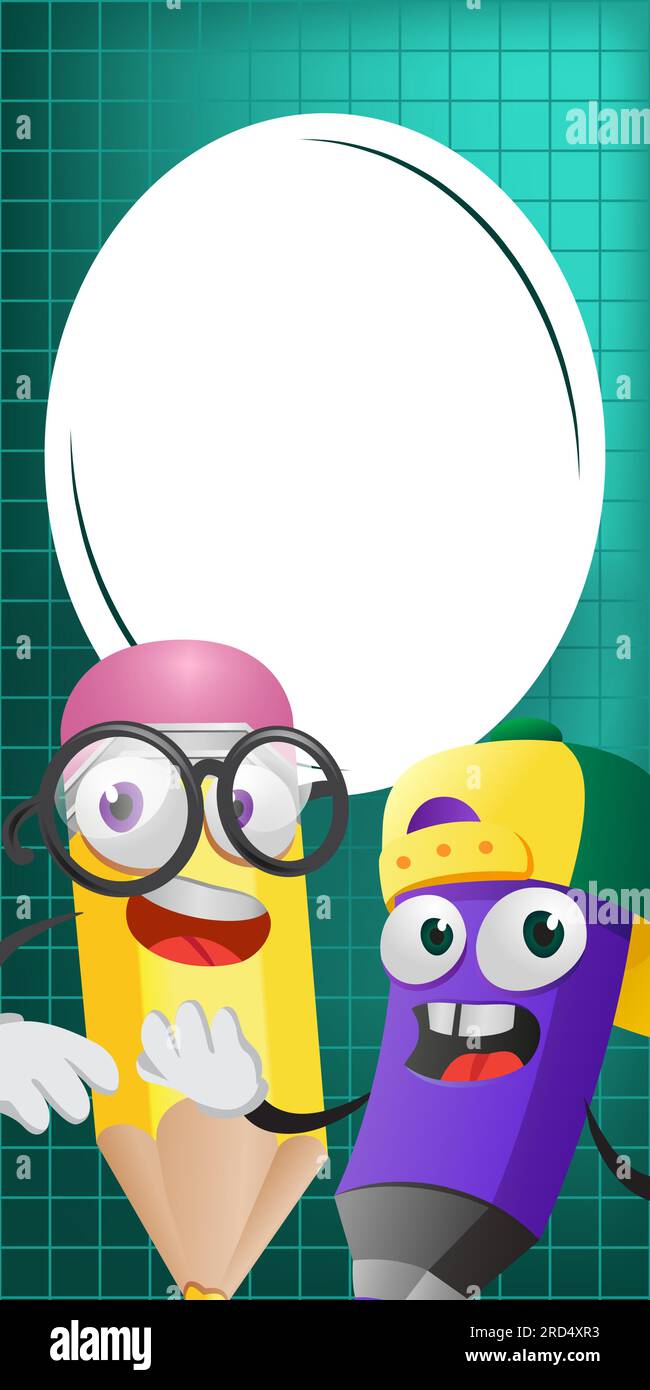 Cartoon pencil characters and empty space Stock Vector Image & Art - Alamy
