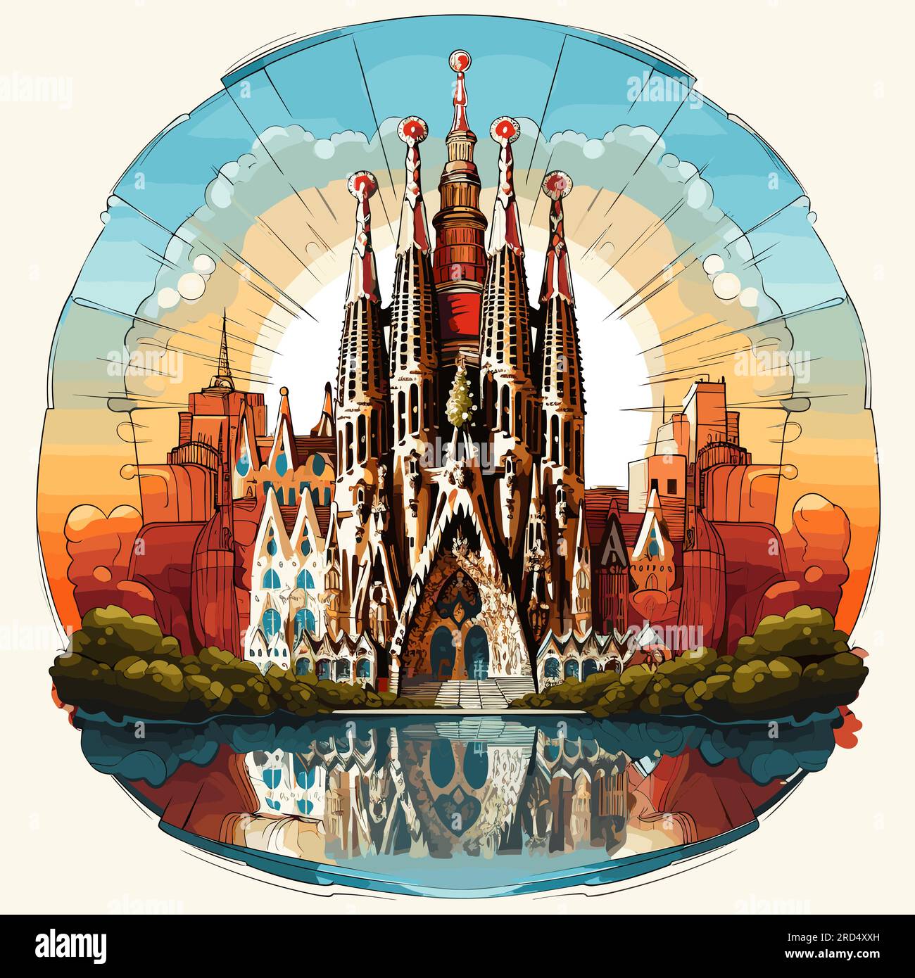 Sagrada familia gaudí drawing Stock Vector Images - Alamy