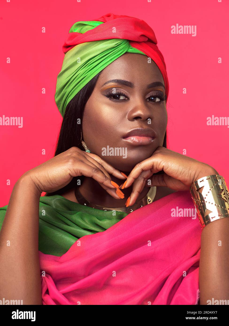 I feel like a queen in this attire. Studio portrait of a beautiful ...