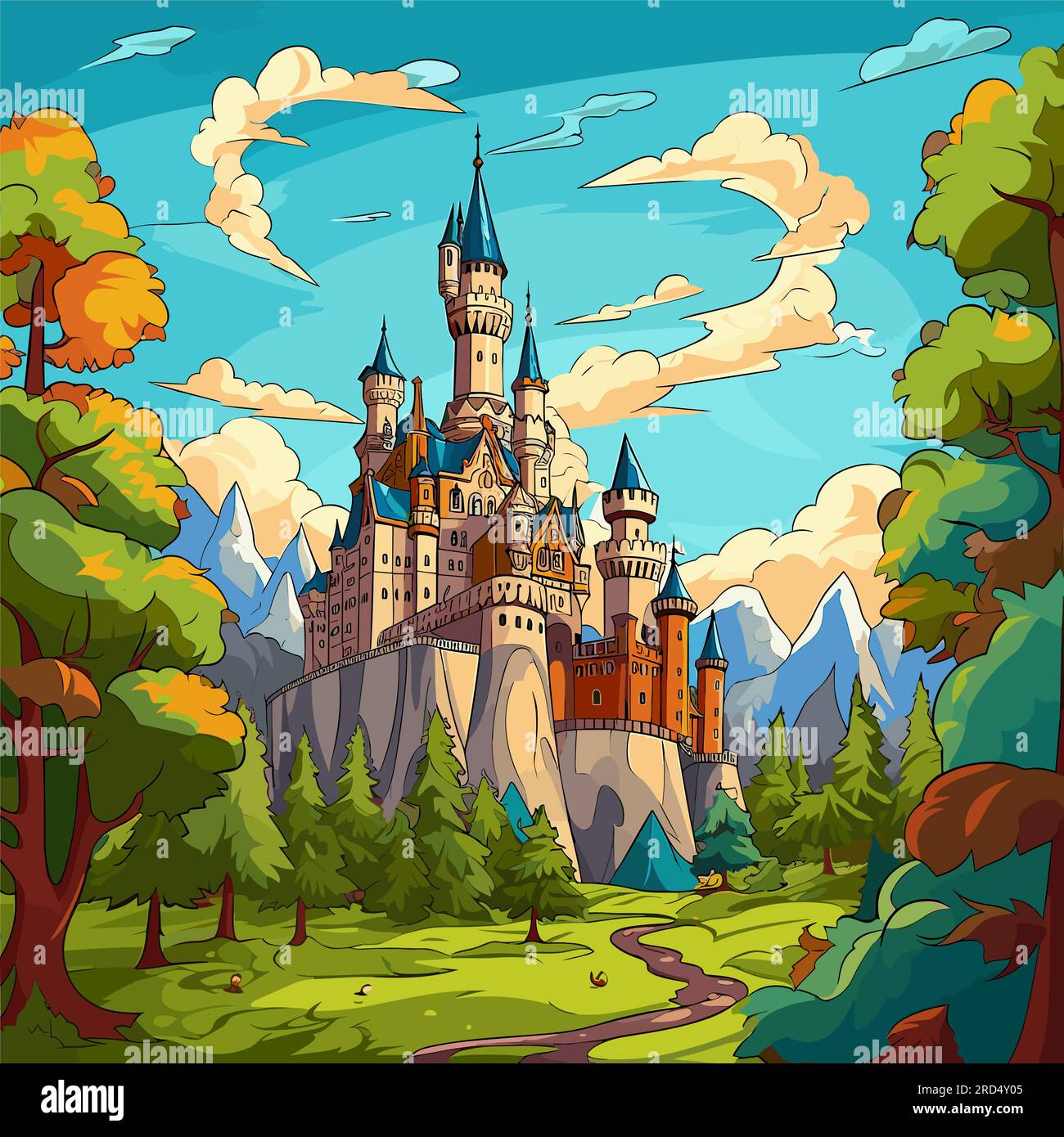 Neuschwanstein castle art Stock Vector Images - Alamy