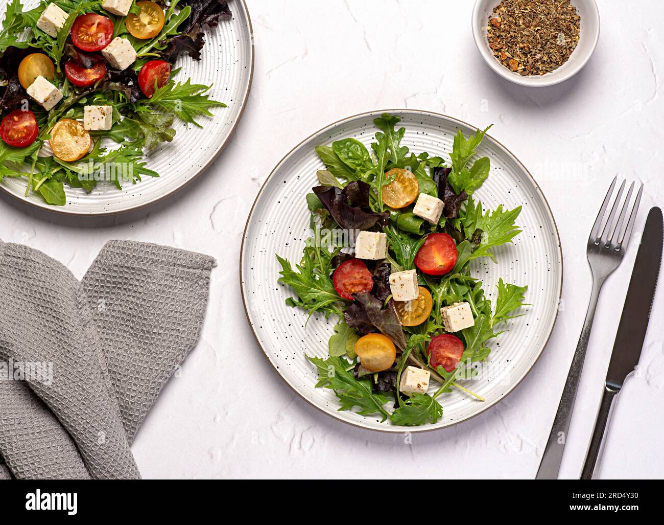 Food photography of feta salad; vegetable; tomato; onion; lettuce ...