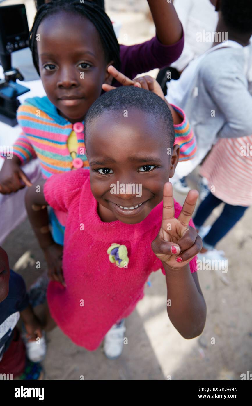 The fun has arrived. Shot of kids at a community outreach event Stock ...