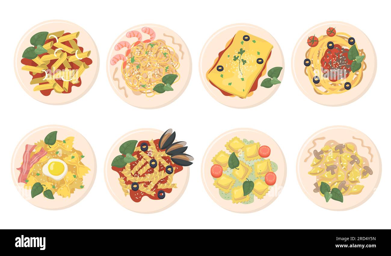 Pasta dishes set Stock Vector Image & Art - Alamy