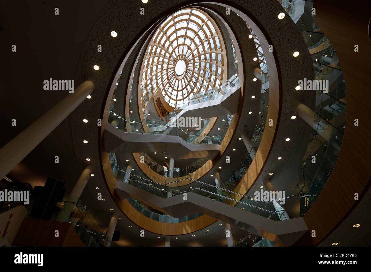 Interior view, glass roof, Central Library, Liverpool, England, United ...