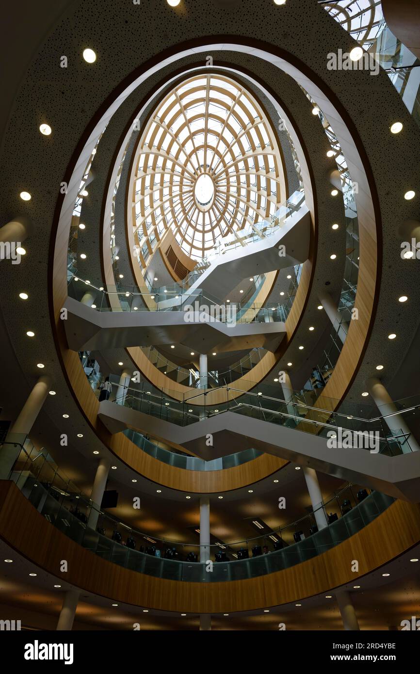 Interior view, glass roof, Central Library, Liverpool, England, United ...