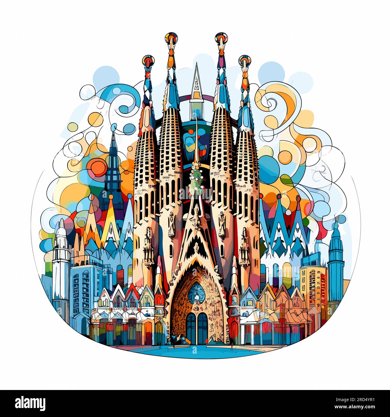 Sagrada familia gaudí drawing Cut Out Stock Images & Pictures - Alamy