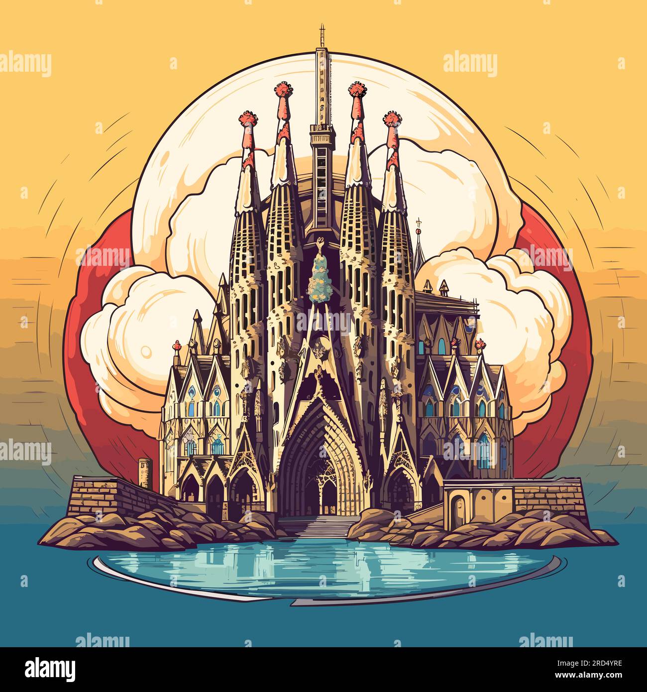 Sagrada familia gaudí drawing Stock Vector Images - Alamy