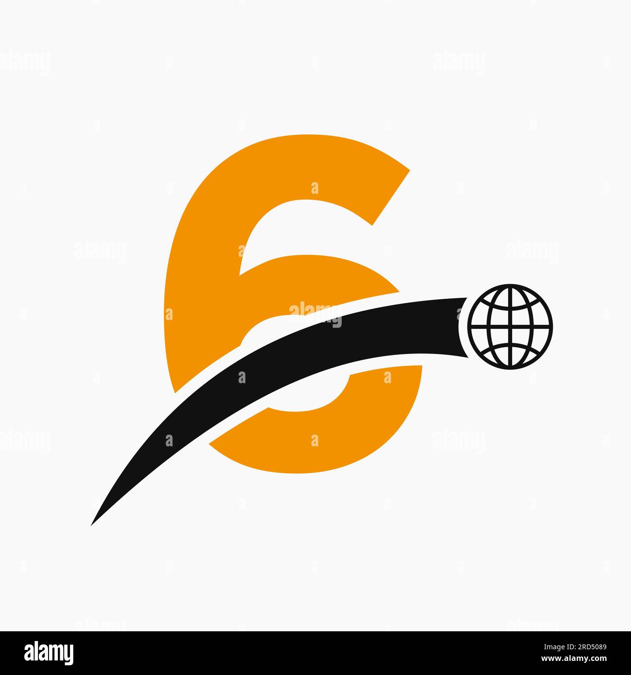 Letter 6 Logo Concept With Global World Icon Vector Template Stock ...