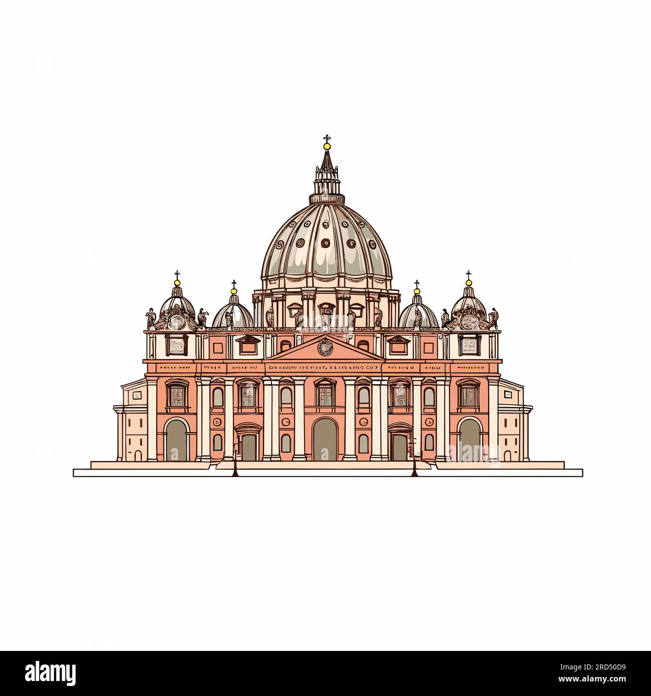 Saint Peter's Basilica. Basilica of Saint Peter hand-drawn comic ...