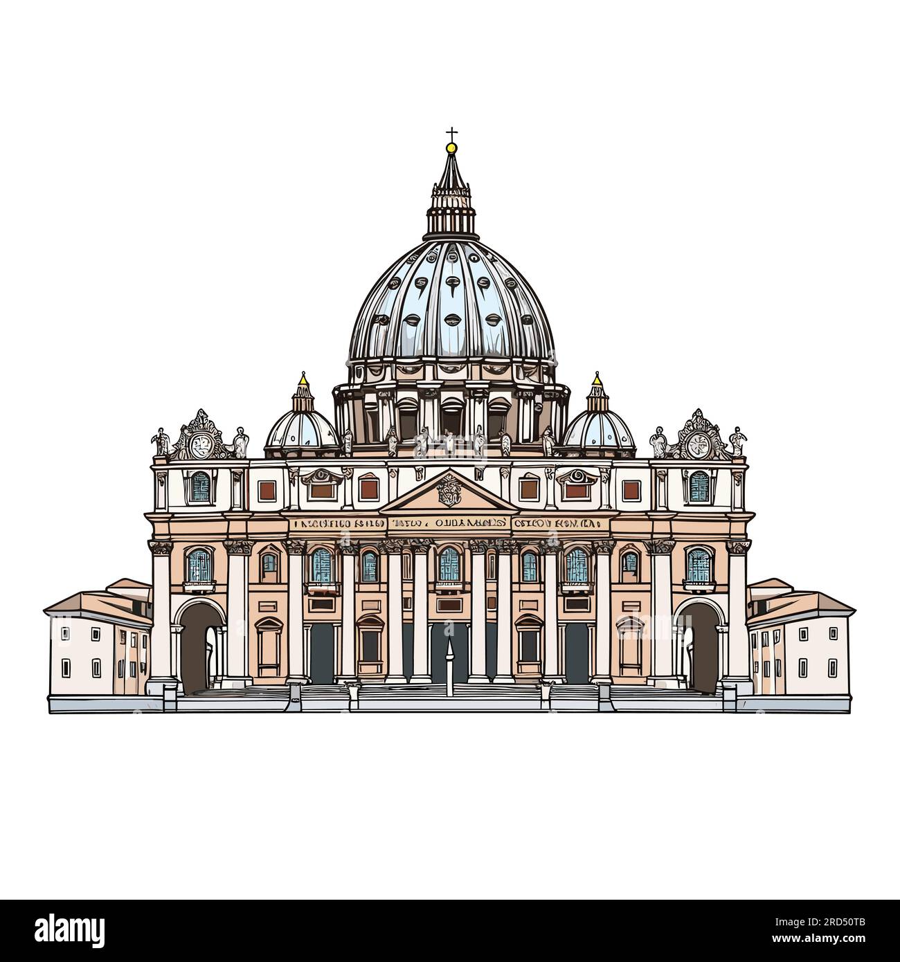 Saint Peter's Basilica. Basilica of Saint Peter hand-drawn comic ...