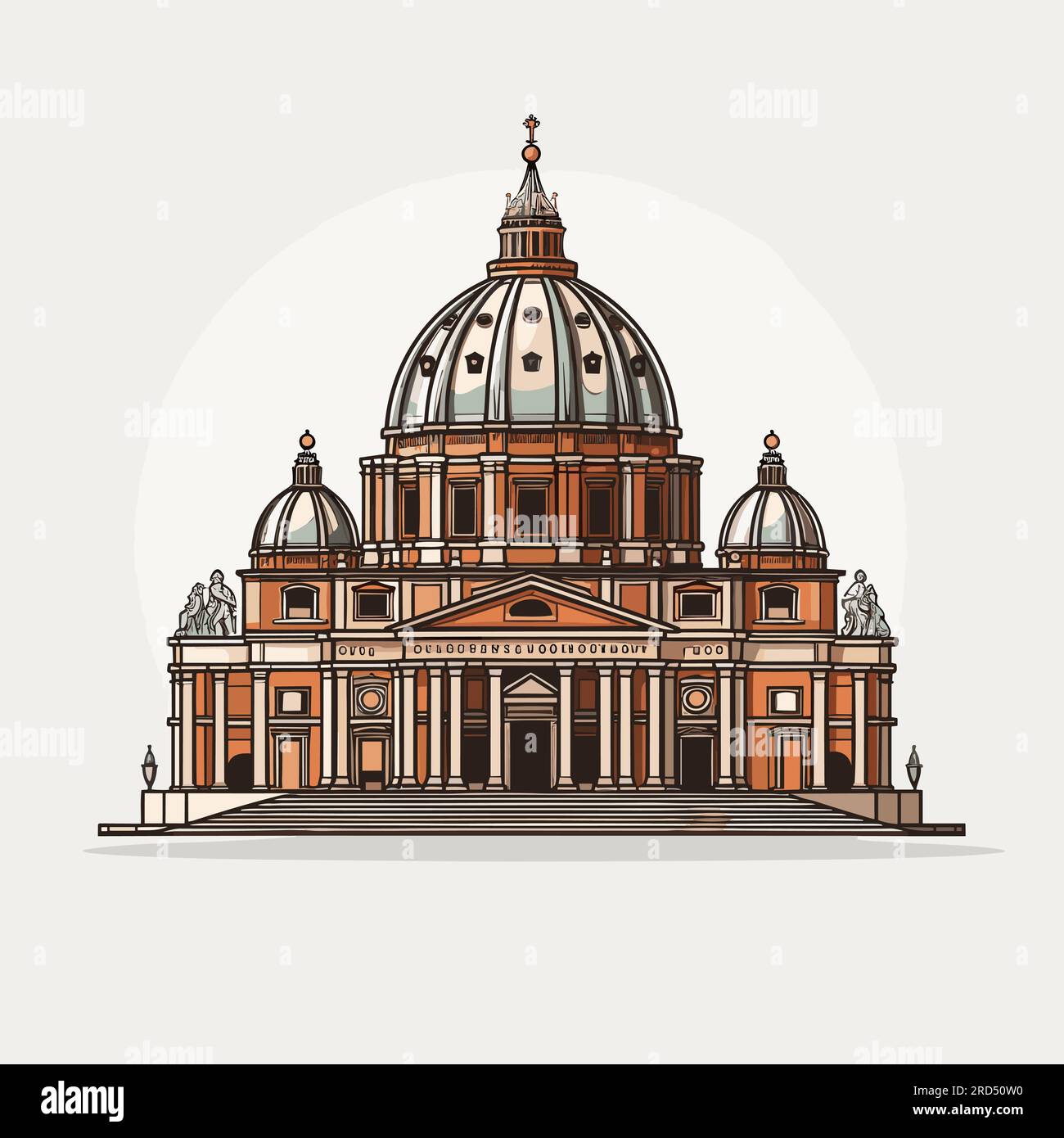 Saint Peter's Basilica. Basilica of Saint Peter hand-drawn comic ...