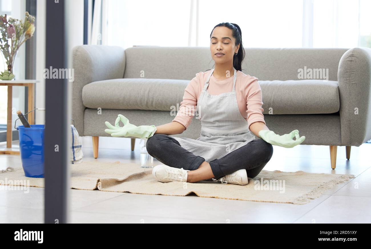 Woman home exercise housework hi-res stock photography and images - Alamy