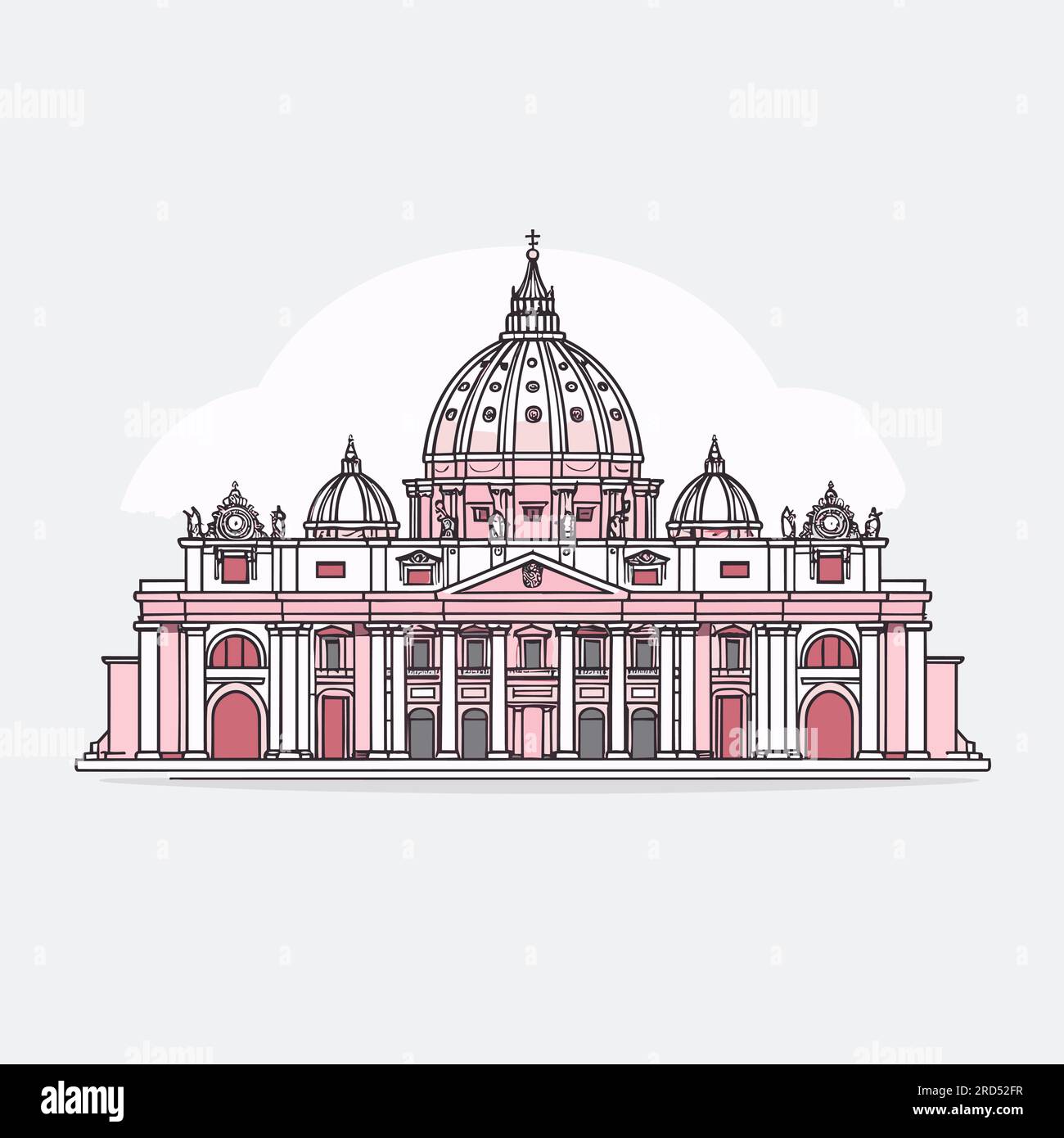 Saint Peter's Basilica. Basilica of Saint Peter hand-drawn comic ...