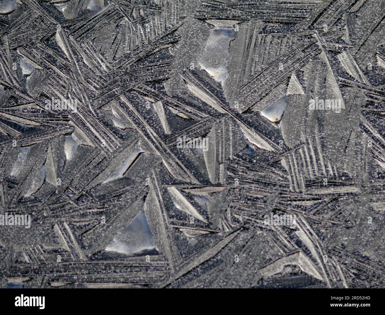 Ice crystals in the garden pond, ice patterns, ice formations Stock ...