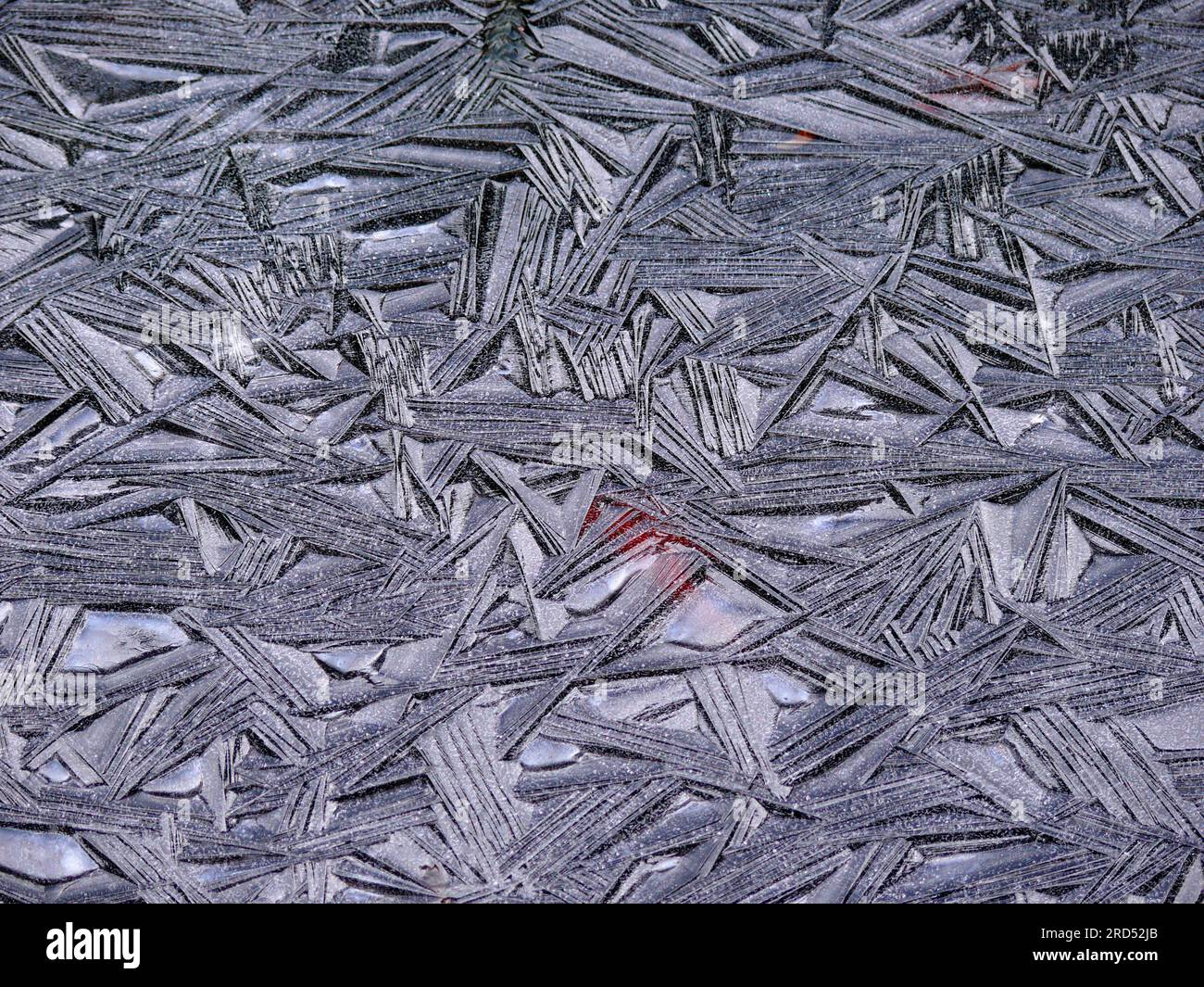 Ice crystals in the garden pond, ice patterns, ice formations, ice ...