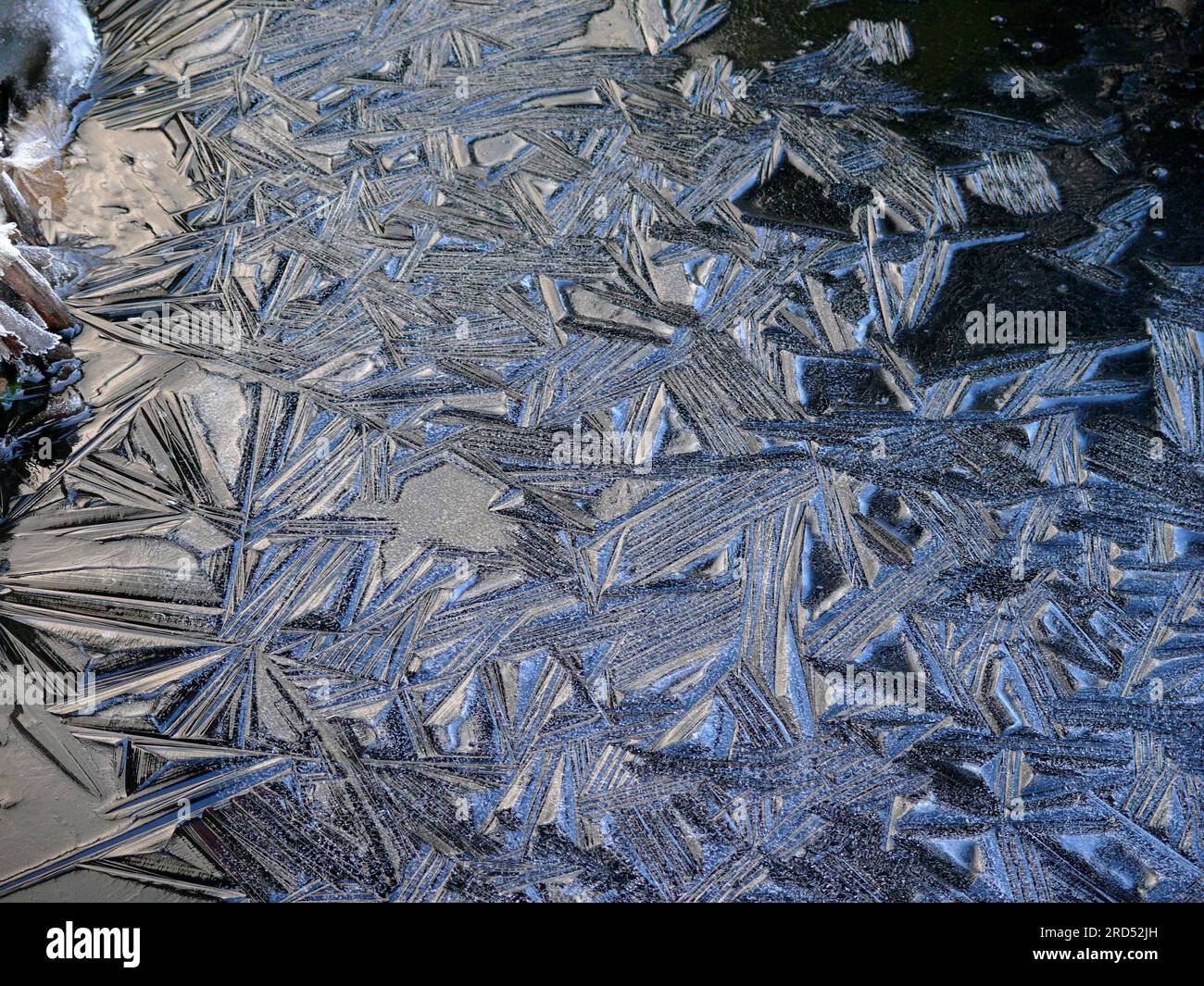 Ice crystals in the garden pond, ice patterns, ice formations, ice ...
