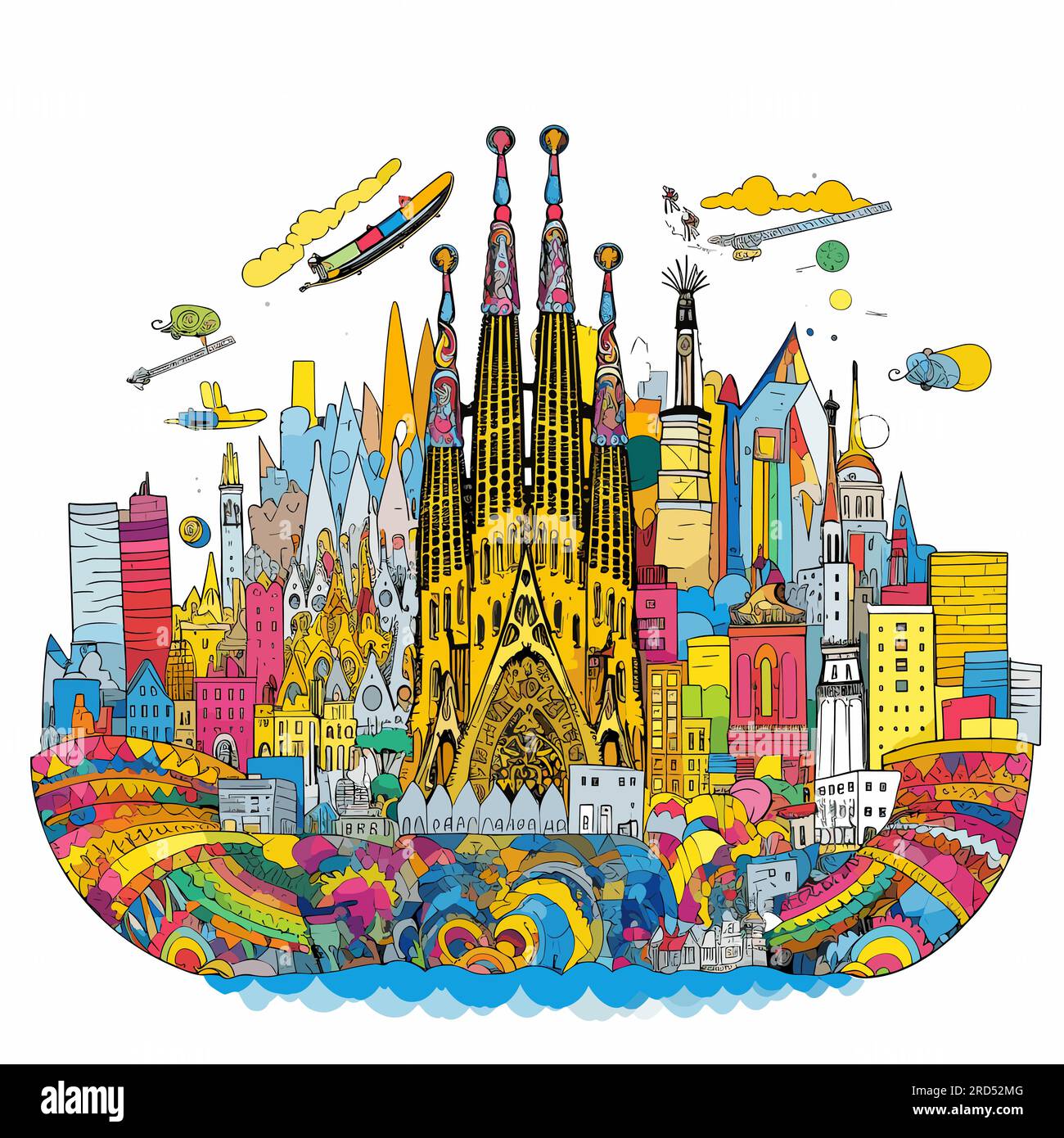 Sagrada familia gaudí drawing Cut Out Stock Images & Pictures - Alamy