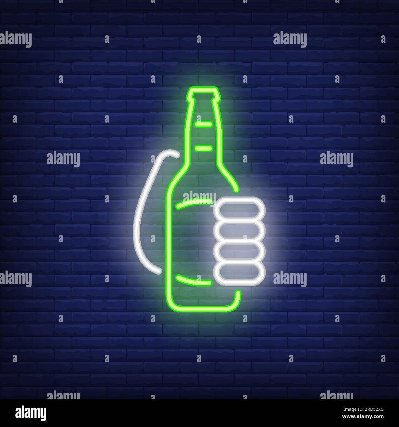 Hand with beer bottle neon sign Stock Vector Image & Art - Alamy