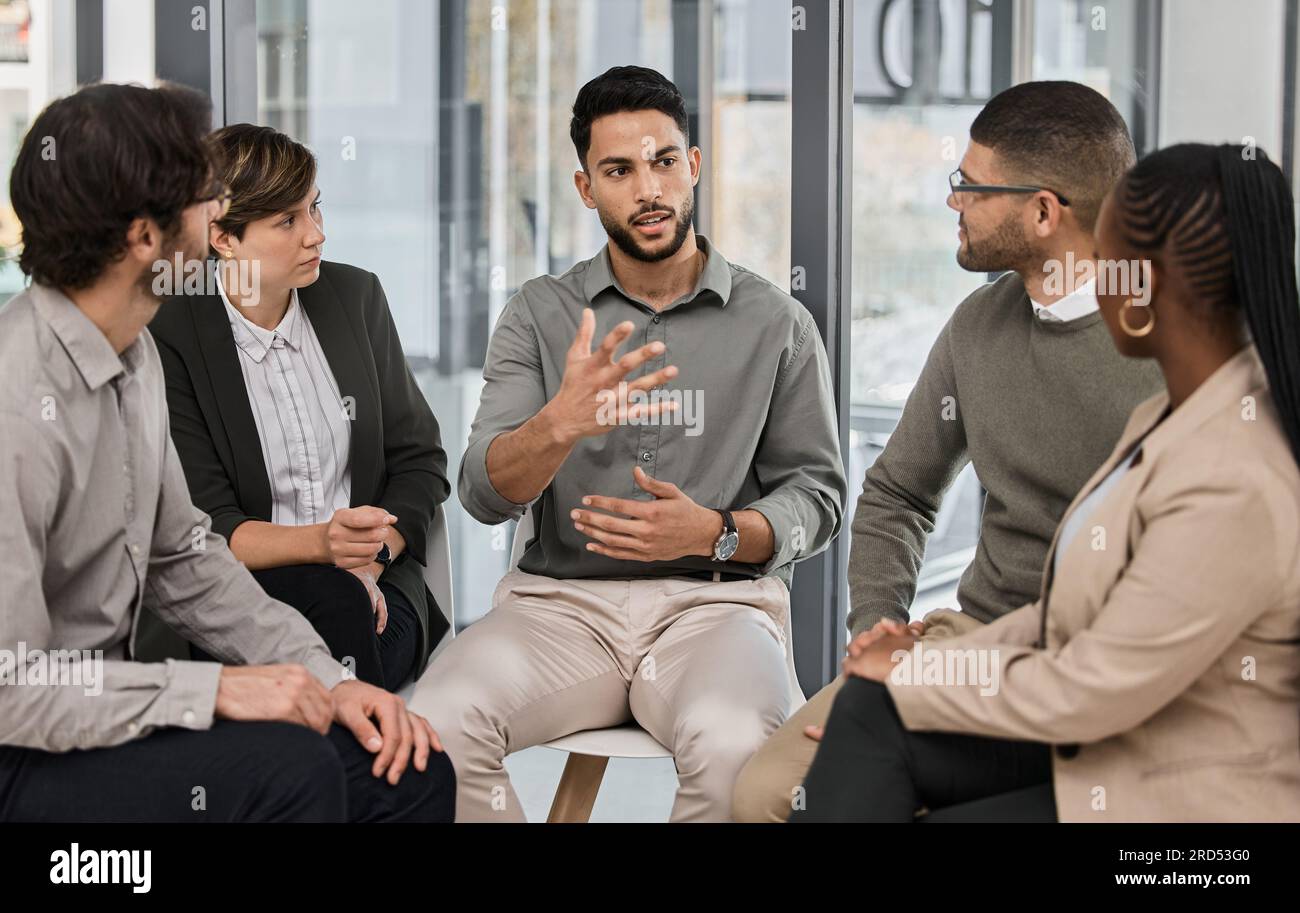 Business meeting, conversation and company strategy with diversity and ...