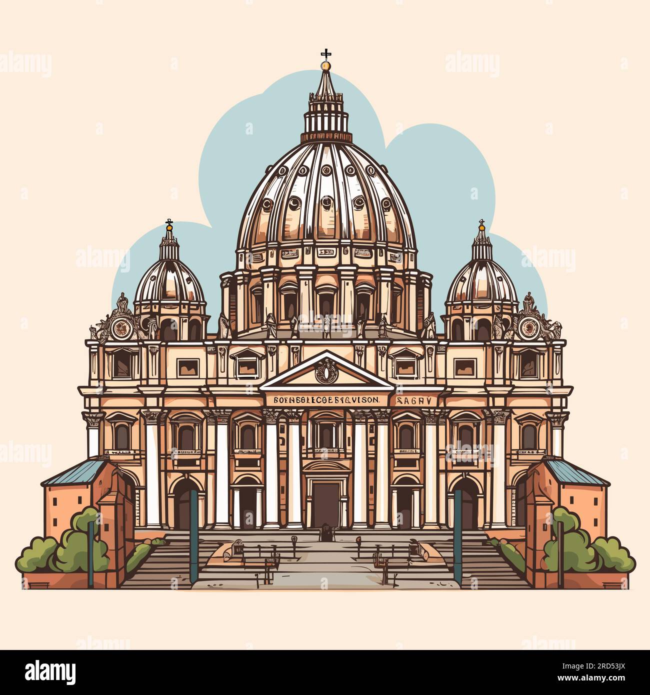 Saint Peter's Basilica. Basilica of Saint Peter hand-drawn comic ...