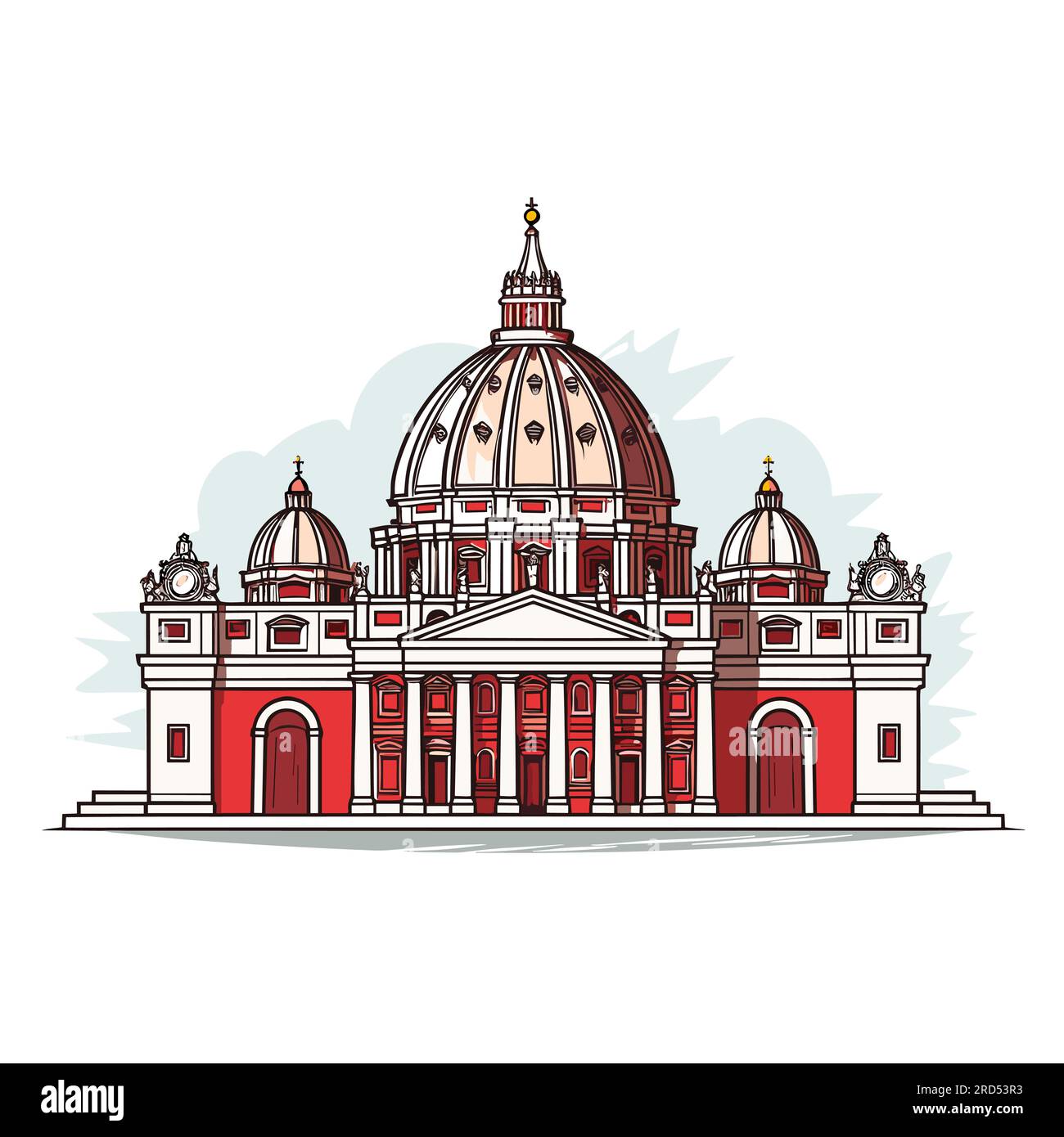 Saint Peter's Basilica. Basilica of Saint Peter hand-drawn comic ...