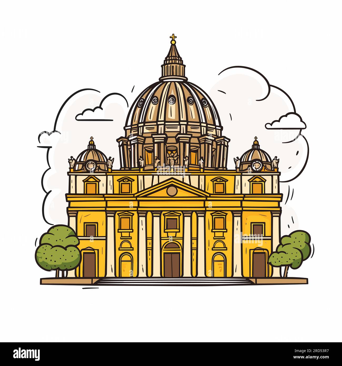 Saint Peter's Basilica. Basilica of Saint Peter hand-drawn comic ...