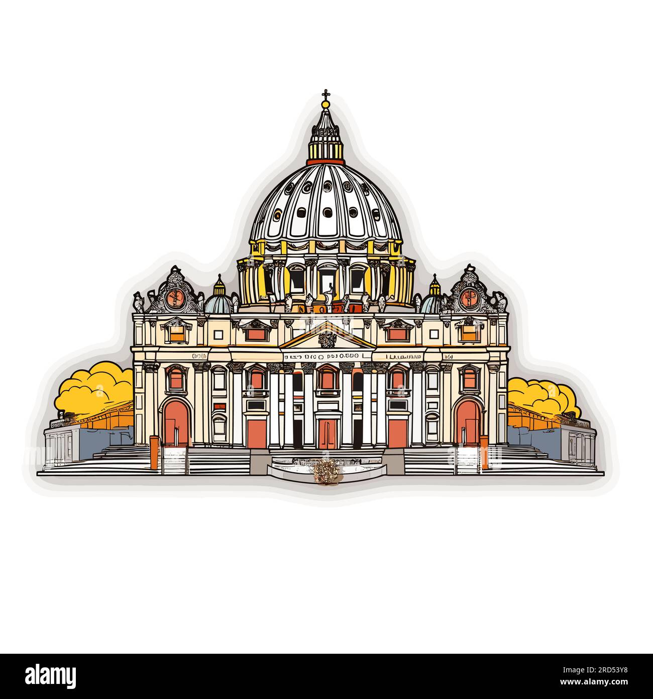 Saint Peter's Basilica. Basilica of Saint Peter hand-drawn comic ...