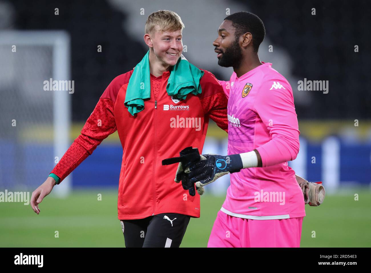 Adam Hayton #27 of Barnsley and Thimothée Lo-Tutala #32 of Hull City ...