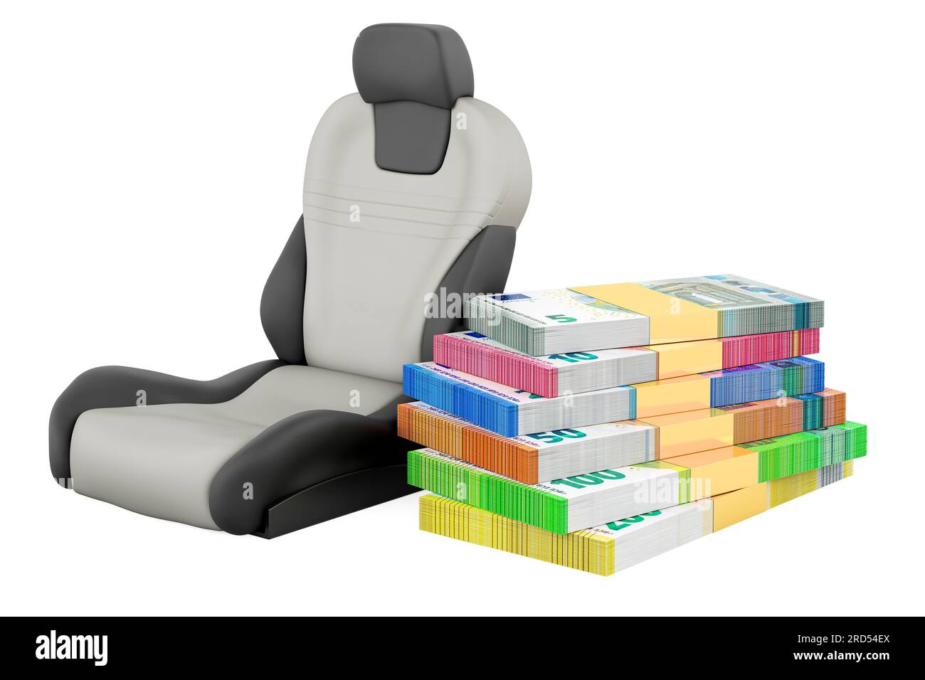 Leather bucket seat with euro packs. 3D rendering isolated on white ...