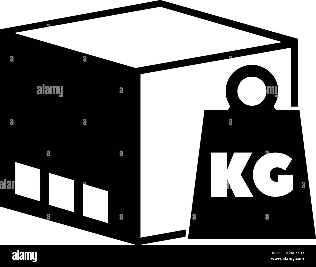 Package weight, Weighing supply pack. Flat Vector Icon illustration. Simple black symbol on ...