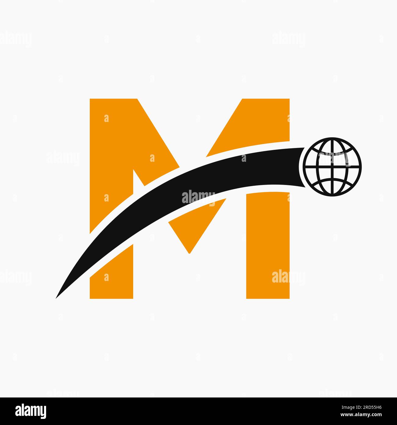 Letter M Logo Concept With Global World Icon Vector Template Stock ...