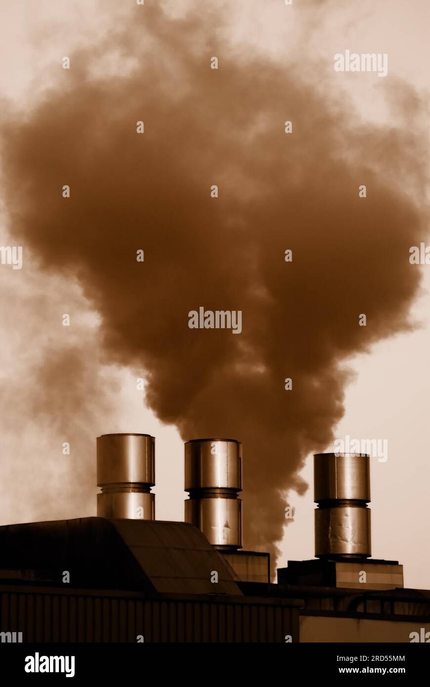 Dark smoke at a smokestack Stock Photo - Alamy