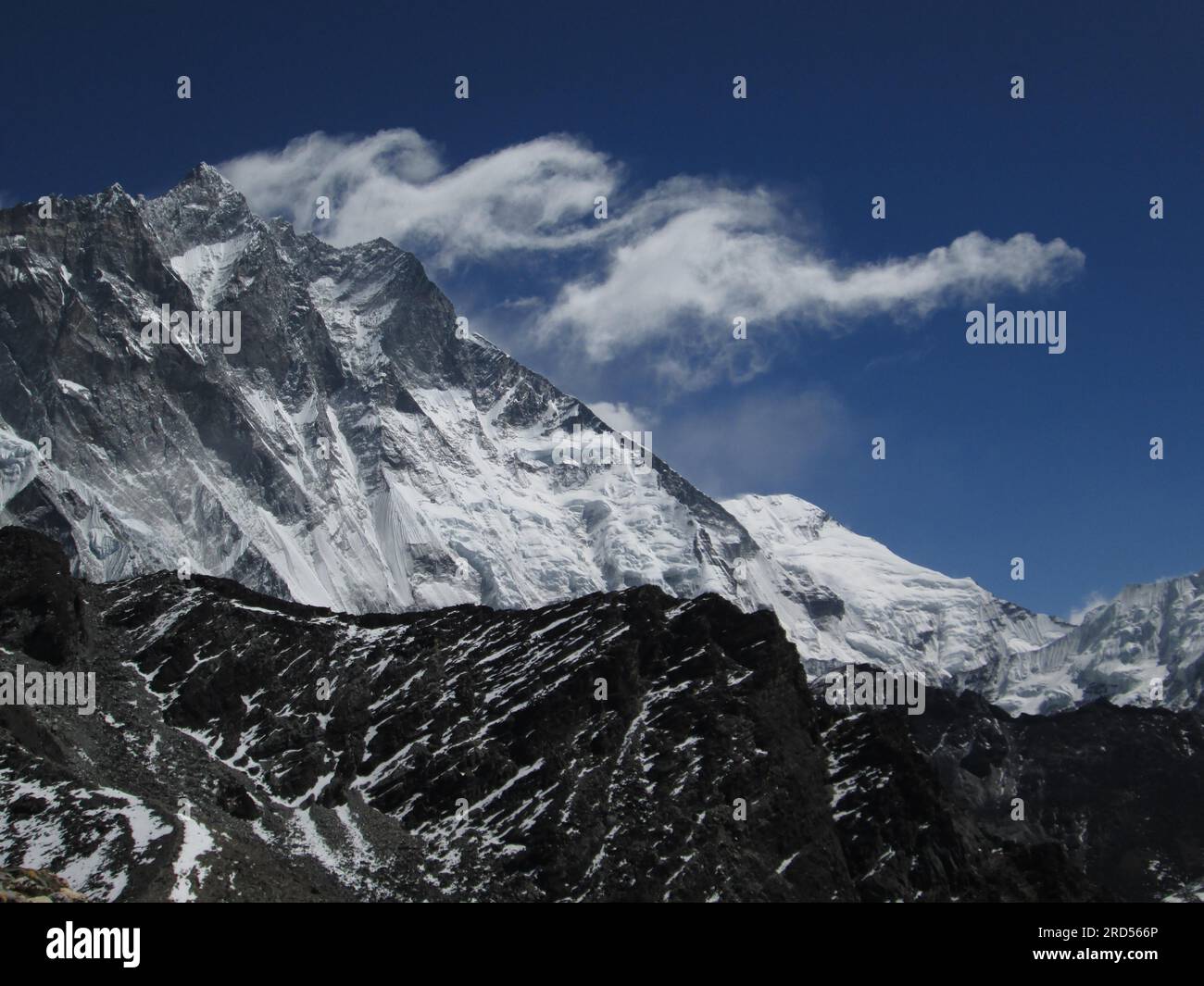 Cloud swirl over Lhotse, high mountain Stock Photo - Alamy