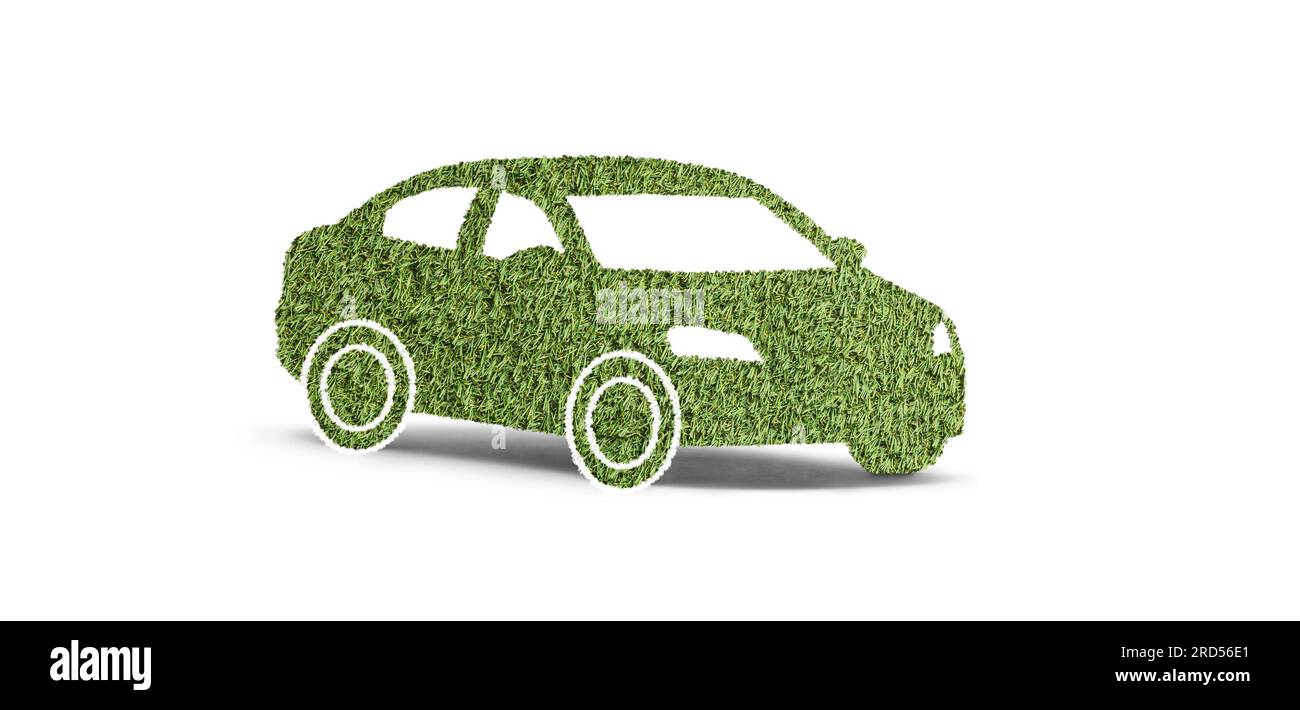 Car made of grass isolated on white background Stock Photo - Alamy