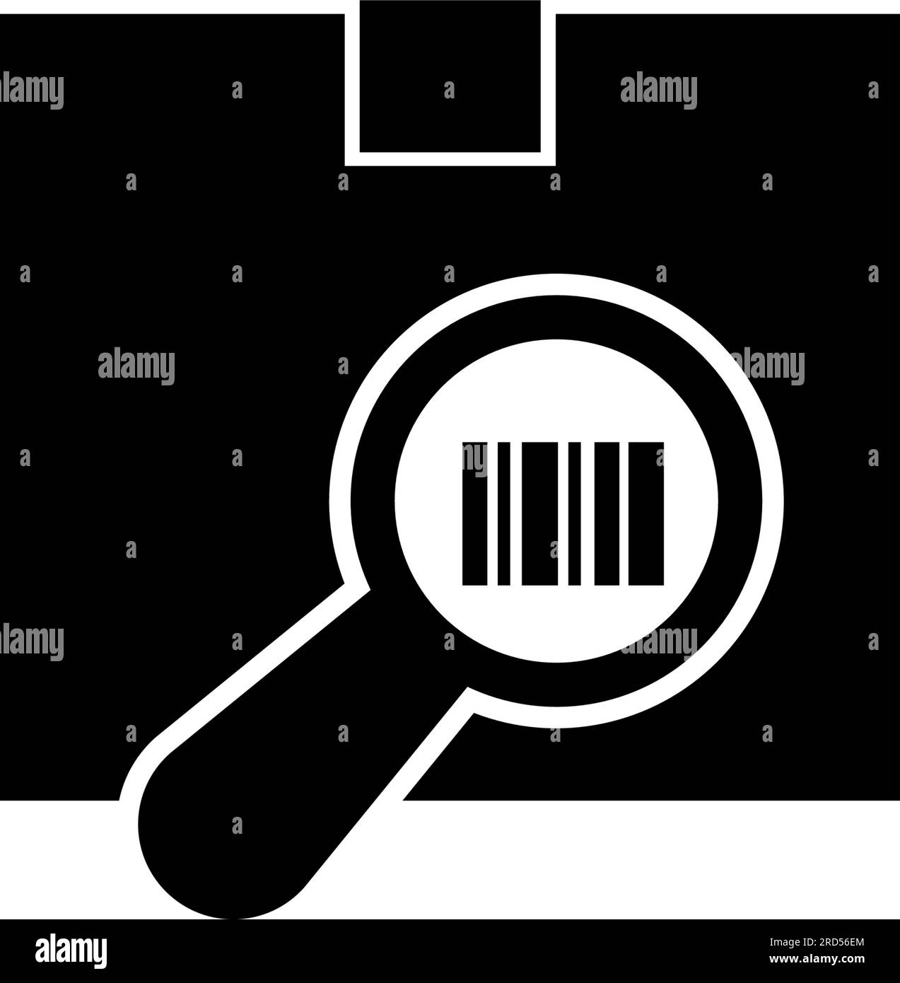Barcode on box with magnifying glass, Tracking parcel. Flat Vector Icon ...